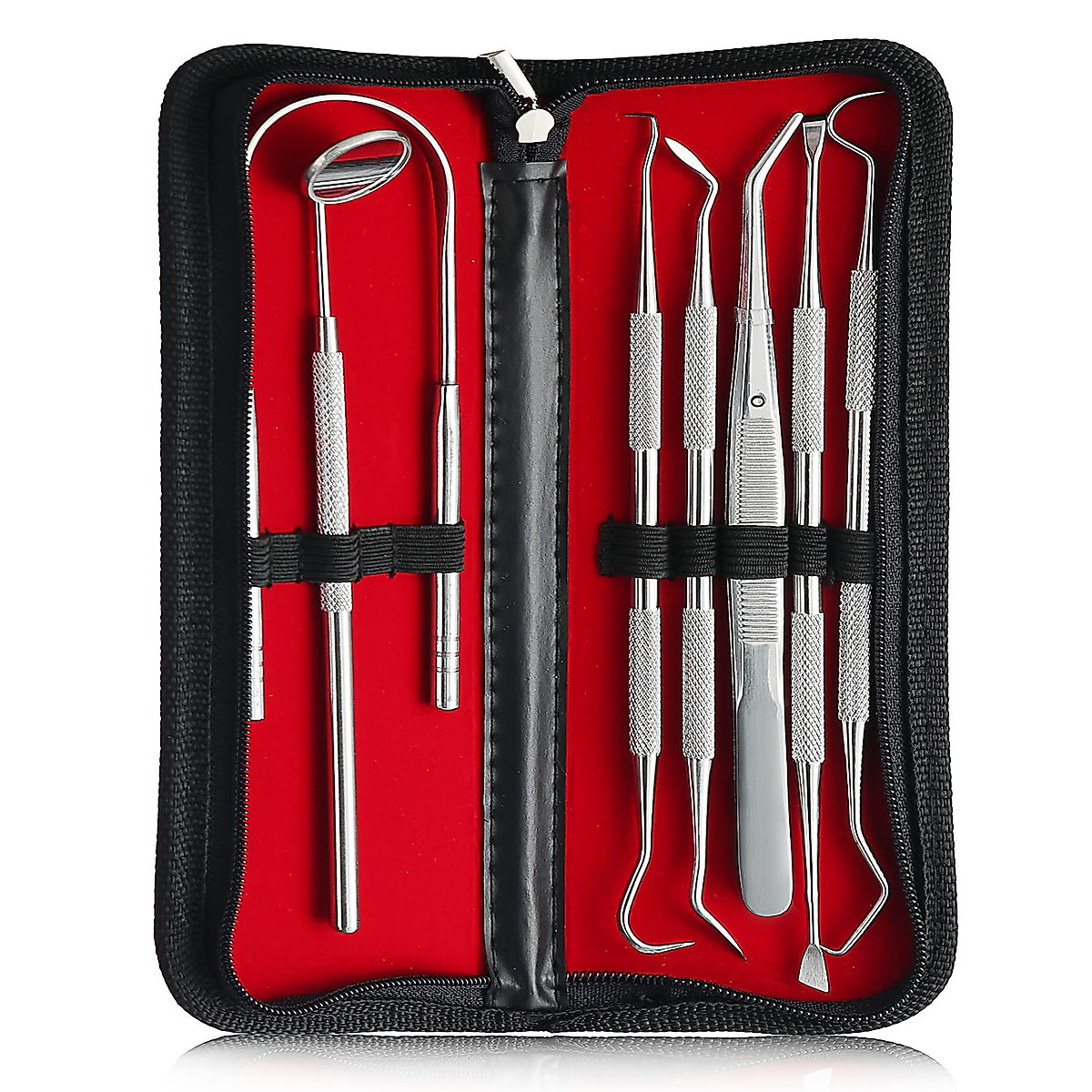 Dental Tools Plaque Remover for Teeth, Stainless Steel Teeth Cleaning Kit, Dental Pick Set for Home Use – Tartar Remover Kit with Case