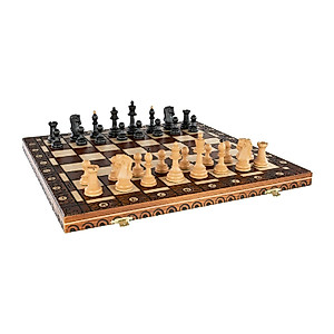 Chess and games shop Muba Dubrovnik 6EF Handmade Wooden Chess Set 21 Inch Board with Standard Plastic Wood Imitation Chessmen- Storage Box to Store All The Piece