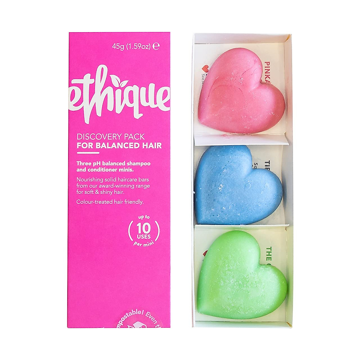 Ethique Discovery Pack for Balanced Hair - Shampoo & Conditioner - Plastic-Free, Vegan, Cruelty-Free, Eco-Friendly, 3 Travel Bars, 1.59 oz (Pack of 1)