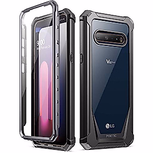 Poetic Guardian Series Case Designed for LG V60 ThinQ Case, Full-Body Hybrid Shockproof Bumper Cover with Built-in-Screen Protector, Black/Clear