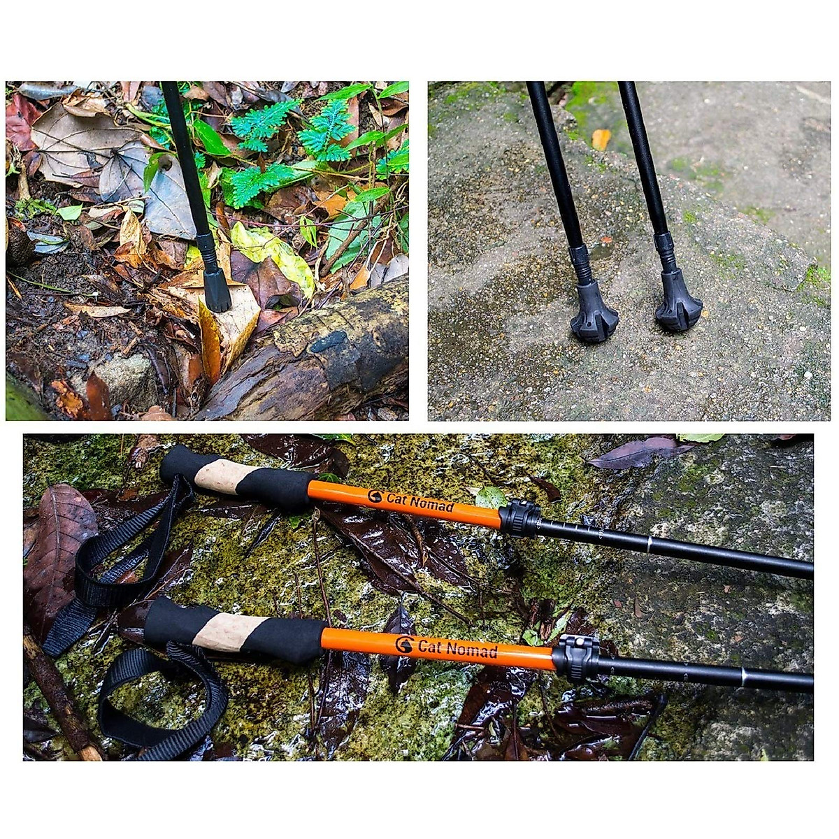 Monfasye Trekking Poles Tips, Rubber Hiking Sticks End Caps Protectors Replacement Accessorie Fit Most Hiking Trekking Walking Canes (6 Pieces)