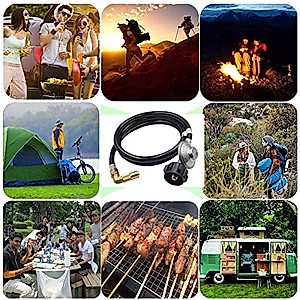 5 Feet Low Pressure Propane Regulator Hose,QCC1 Universal Grill Regulator Replacement Parts with 90 Degree Elbow Adaptor for 17" and 22" Blackstone Tabletop Camper Grill