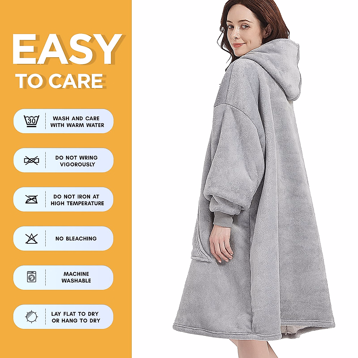 Beauty Shine Oversized Wearable Blanket Hoodie,Sherpa Hooded Blanket Adult as Birthday Gifts for Men Mom Women Girlfriend,Cozy Sweatshirt with Giant Pocket(Grey,Zipper)