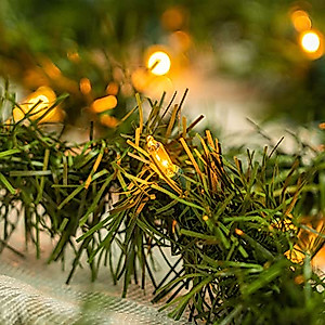 Dazzle Bright 15 FT Artificial Christmas Garland, Pre-Lit 35 LED Mini String Lights Plug in Xmas Garland, Lighted Christmas Decoration for Indoor Holiday Door Home Stairs Decor