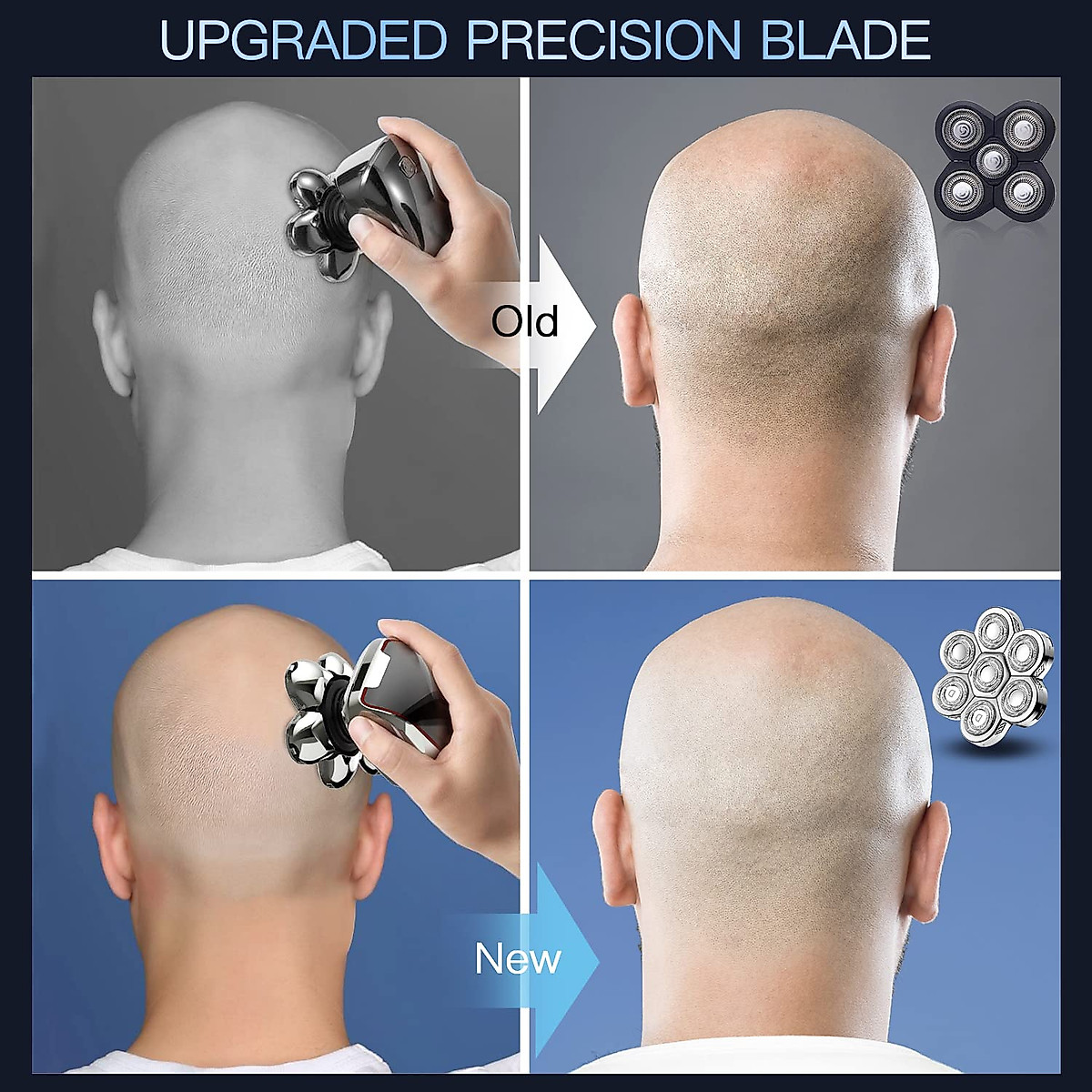 Electric Razor for Men, Upgraded 5-in-1 Head Shavers for Bald Men Faster-Charging Mens Shaver Grooming Kit Head Rotary Shaver with LED Display Waterproof Beard Hair Nose Trimmer Facial Cleaning Brush