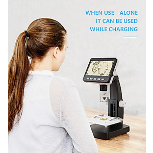 LCD Microscope 4.3" IPS Screen, 1080P Digital Stand Microscope Inspetion Camera, 8 LED Lights, 50x-1000x Magnification, USB Electron Microscopes Compatible with Computer