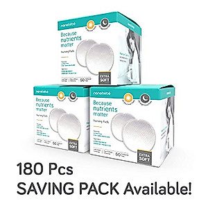 Nanobébé Disposable Nursing Pads – 40 Days and 20 Nights Ultra Thin & Extra Absorbent Vented Leak Proof Nursing Essentials, Individually Wrapped (60 Count)