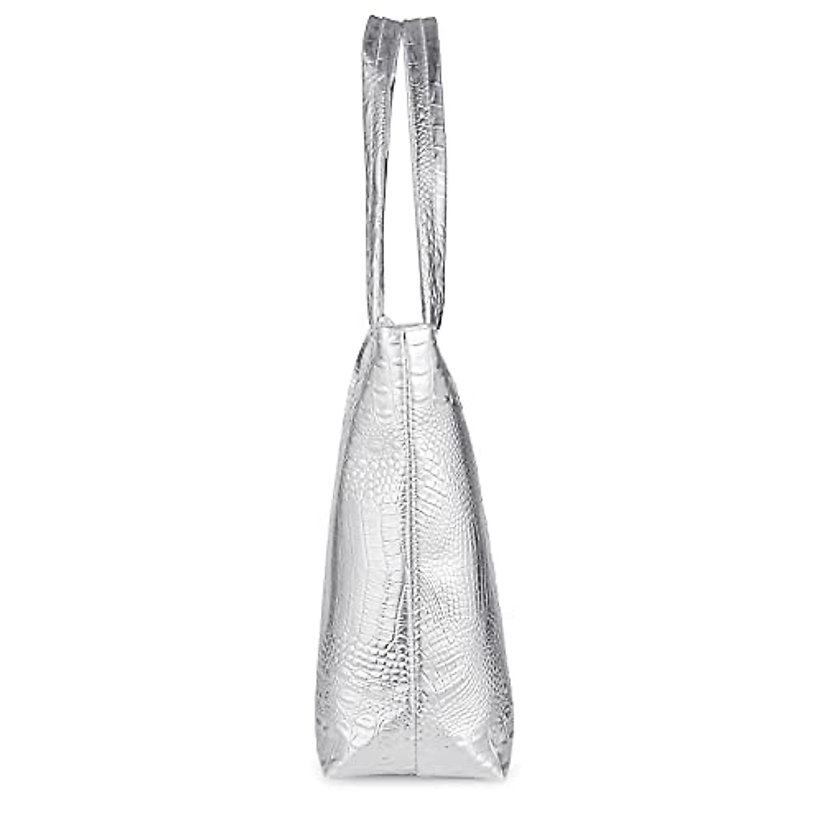 SUMGOGO Purse and Handbag for Women Crocodile Satchel Large Shoulder Tote Bag Wallets (Silver)