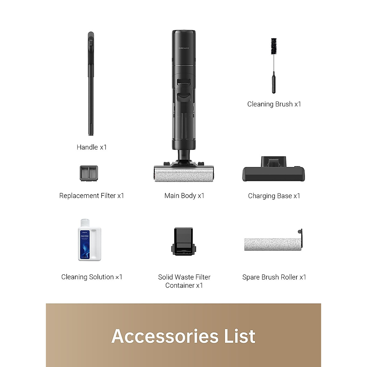 dreame H13 Pro Wet Dry Vacuum Cleaner, Smart Floor Cleaner Vacuum Mop for Hard Floors, 140°F Brush Wash, Hot Air & Dual Rotation Self-Cleaning, GlideWheel™ Power System, Great for Sticky Messes