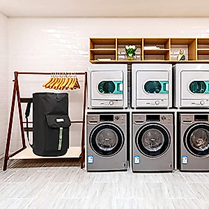 SUOVOCK laundry bag backpack, extra-large heavy duty laundry bags, laundry backpack for college students, with drawstring closure(Black Laundry Backpack Bag)