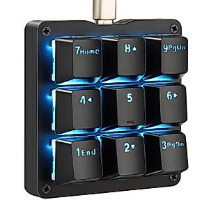 Koolertron Mechanical Numpad Macro Keyboard, 9-Key Numeric Keypad LED Backlit Gaming Keyboard, Fully Programmable Number Pad Keyboard, Computer High Ground Mechanical Macro Number Keypad
