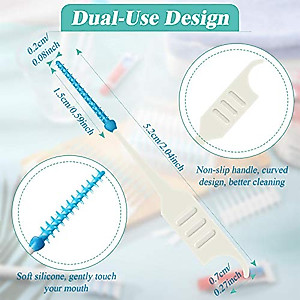Patelai 200 Pieces Dual-Use Interdental Brushes Soft Silicone Dental Picks Toothpicks Between Teeth Brush, Tooth Flossing Brush for Cleaning Orthodontic Wire Toothbrush Clean Tool