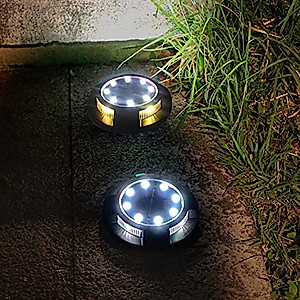 ENASAT Solar Ground Lights | Pathway Lights Outdoor Garden | Decorative RGB LED Disk Powered Waterproof In-ground for Deck Stair Step Lawn Patio Driveway Walkway Yard Decoration(4 Pack)