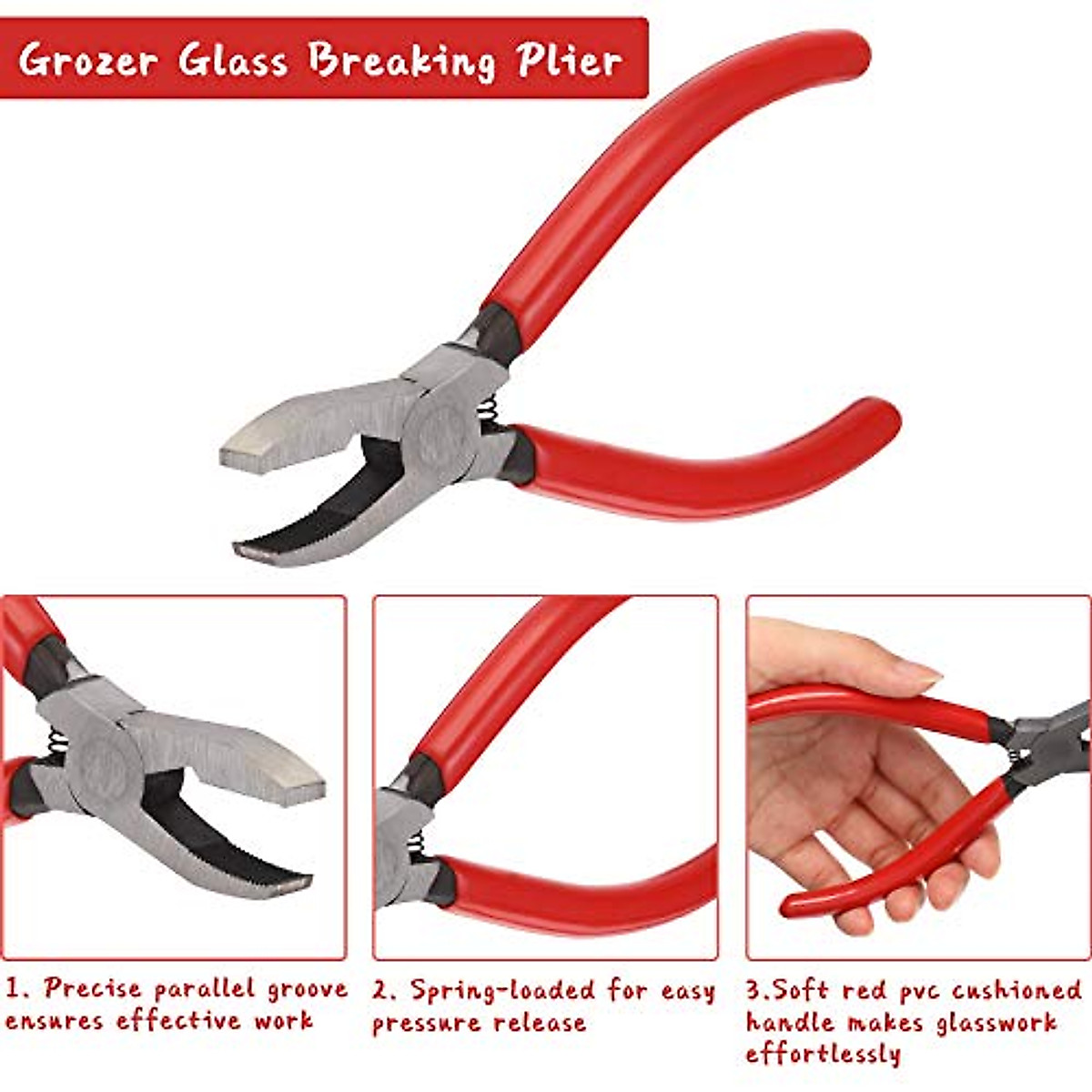 8 Pieces Glass Mosaic Cutter Kits, Including Wheeled Glass Tile Nipper, Glass Running Plier, Breaking Plier, Hex Wrench and Pencil Style Oil Feed Glass Cutting Tool, 2 Blades and Oil Dispenser