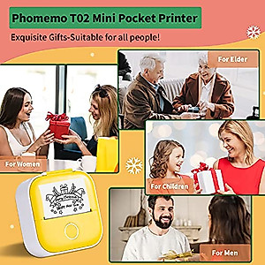 T02 Mini Printer Sticker Maker - Portable Pocket Thermal Instant Photo Printer - T02 Sticker Maker Machine Mini Printer, Wireless Receipt Label Maker Printer for Sticky Scrapbook, Label