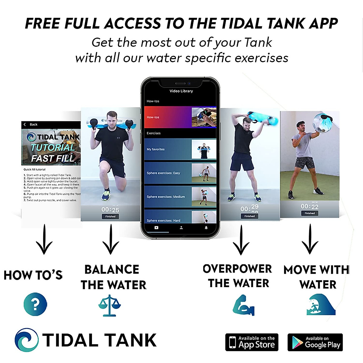 Tidal Tank - Slim - Aqua Bag, Water Sandbag - Training Power Bag with Water Weight - Ultimate core and Balance Workout - Portable Stability Fitness Equipment (Slim(max 30 lbs), Blue)