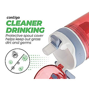 Contigo Snack Hero Water Bottle Set, 2-in-1 Water Bottle with 4oz Snack Compartment & 13oz Spill-Proof Water Bottle - Red & Blue