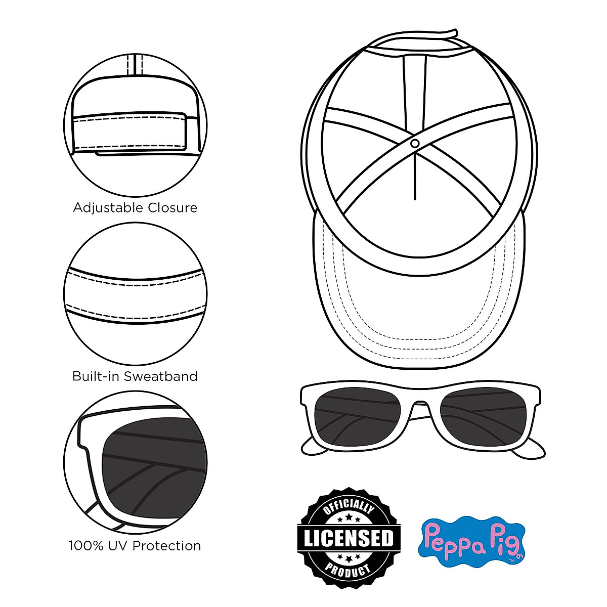 ABG Acessories Girls' Baseball Cap, Peppa Pig Adjustable Toddler Hat Ages 2-4