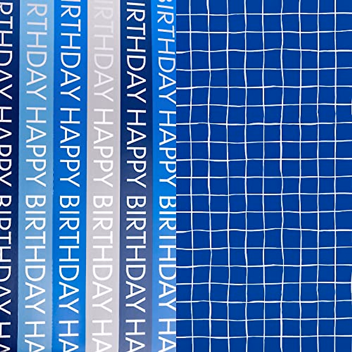 RUSPEPA Reversible Wrapping Paper Roll - Birthday Blue Pattern Great for Birthday, Party, Baby Shower - 17.5 Inches X 32.8 Feet