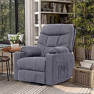 Living Room Power Lift Massage Recliner Chair for Elderly Heated Ergonomic Lounge Fabric Vibratory Massage Chair with Cup Holders/Heating/Remote Control Grey