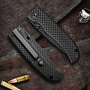 Cool Hand 4.25" Carbon Fiber Folding Knife, w/ 3.25" Carbon Fiber Blade, Liner Lock Mechanism, w/Pocket Clip, EDC Pocket Knives, Super Light 1.6 OZ