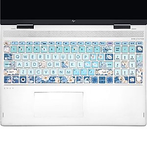 WSLUCKO Keyboard Cover for HP Envy x360 15.6''Series/HP Pavilion 15/ HP Pavilion x360 15.6” Series/HP Envy 17 17.3" Series/HP Laptop 15t 17t 17-ca0011nr 17-by0040nr, Peony