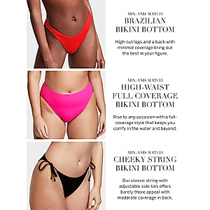 Victoria's Secret Mix-and-Match High Waisted Bikini Bottom, Swimsuit for Women, Floral Full Coverage Bathing Suit Bottoms for Women, (L)