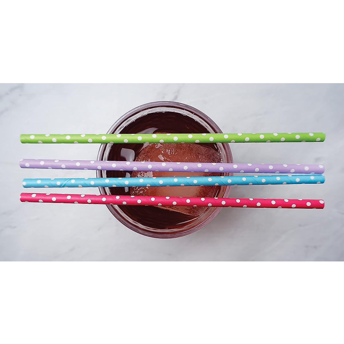 RSVP International (PS-1000D) Dotted Paper Straws, 100 Count | Each Straw 7.34" Long | Lovely Design & Biodegradable | For Hot & Cold Beverages | For Parties, Events & More