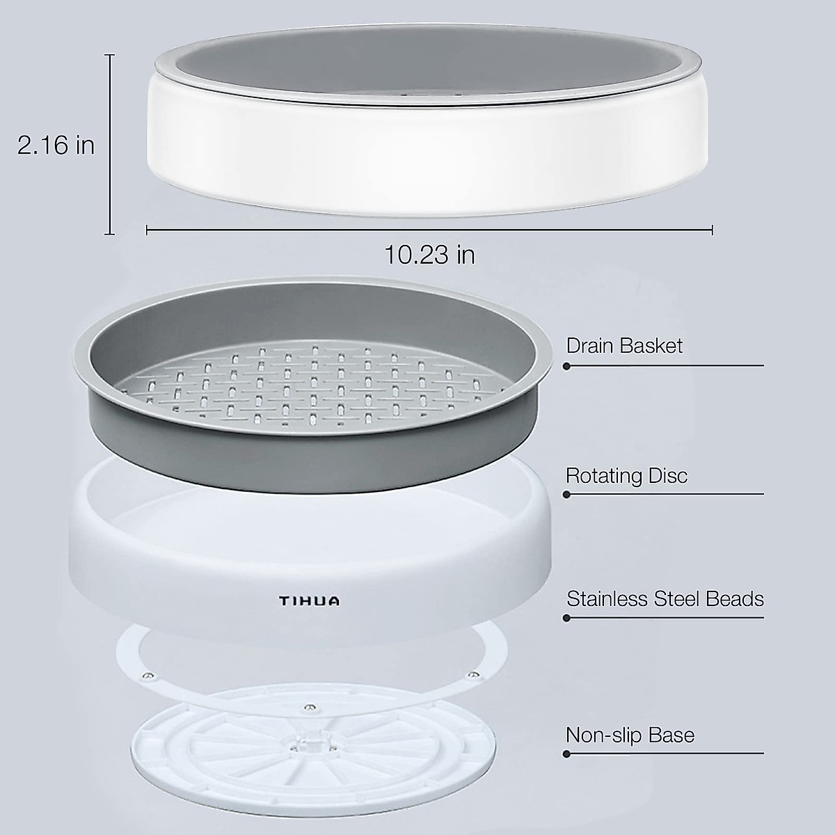 Beyoung Lazy Susan Organizer, Round Plastic Clear Rotating Turntable Organization & Storage Container Bins for Cabinet, Pantry, Fridge, Countertop, Kitchen, Vanity - Spinning Organizer for Spices