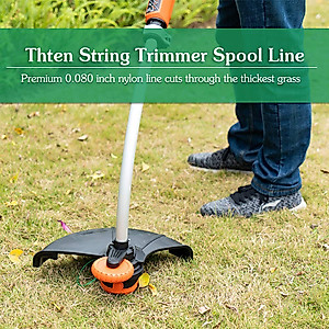 THTEN SF-080 String Trimmer Spool Line Compatible with Black and Decker SF-080-BKP 20ft 0.080" GH3000 LST540 GH3000R LST540B Weed Eater Auto Feed Single Line with 90583594 Cap Covers Parts