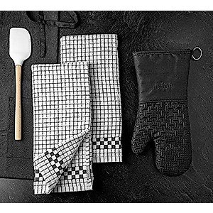 Xlnt Extra Long Oven Mitts (Black) | Teflon EcoElite Water Repellent | Heat Resistant for Oven Cooking, Grill & BBQ | Non Slip Gloves with Teflon EcoElite Finish, Cotton Lining & Hanging Loop