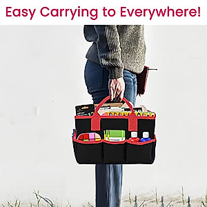 Godery Desktop File Folder Tote and Stock Organize, Fundamentals Art Organizer Storage Craft Tote Bag for Office Desk Organize, Make-up Storage Tote with Handles for Travel or Daily Use, Black