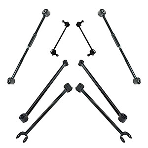 TRQ Rear Control Arm Lateral Link Sway Bar Suspension Set 8pc Compatible with Camry Avalon