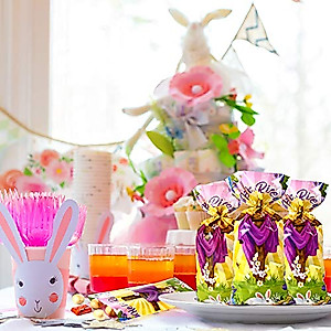 100 Pieces Plastic Easter Treat Bags, Inspiring He is Risen Sign Clear Cellophane Cookie Candy Goody Treat Bags with 100 Gold Twist Ties for Easter Theme Bible School Party Favor