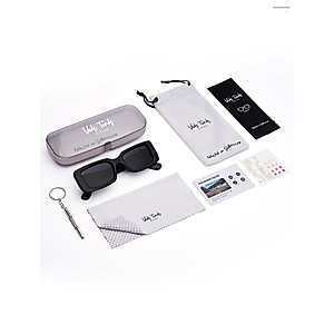 Veda Tinda Vision Rectangle Sunglasses Black Trendy Retro 90s Square Vintage y2k Sunglasses for Women Polarized Men Sunglasses UV Blocking Skin C01S01