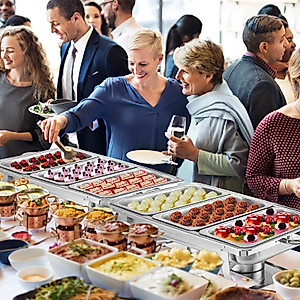 4 Pack Stainless Steel Chafing Dish Buffet Set 8 QT Chafer Dish with 3 1/3 Size Chafing Food Pans Rectangular Catering Warmer Set with Water Pan for Buffet Wedding Parties Banquets Catering Events