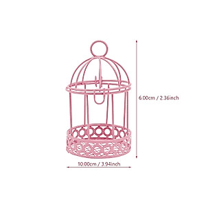 Metal Wall Hanging Bird Cage Mini Desktop Storage Decor Hollow Iron Bird Cage Organizer Home Office Desktop Decor 3pcs Bird Cage Tealight Holder