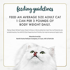 PURINA Fancy Feast Grilled Wet Cat Food, Grilled Turkey Feast in Gravy, Wet Cat Food with No Artificial Preservatives or Colors, 3 Ounce Can (Pack of 12)