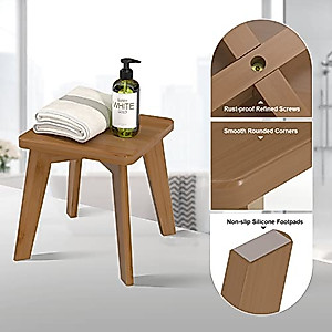 Step Stool Kitchen Bathroom Bedroom for Kids and Adults Wooden Foot Rest Stools Sturdy Bamboo Wood One Small Stool 10 inch