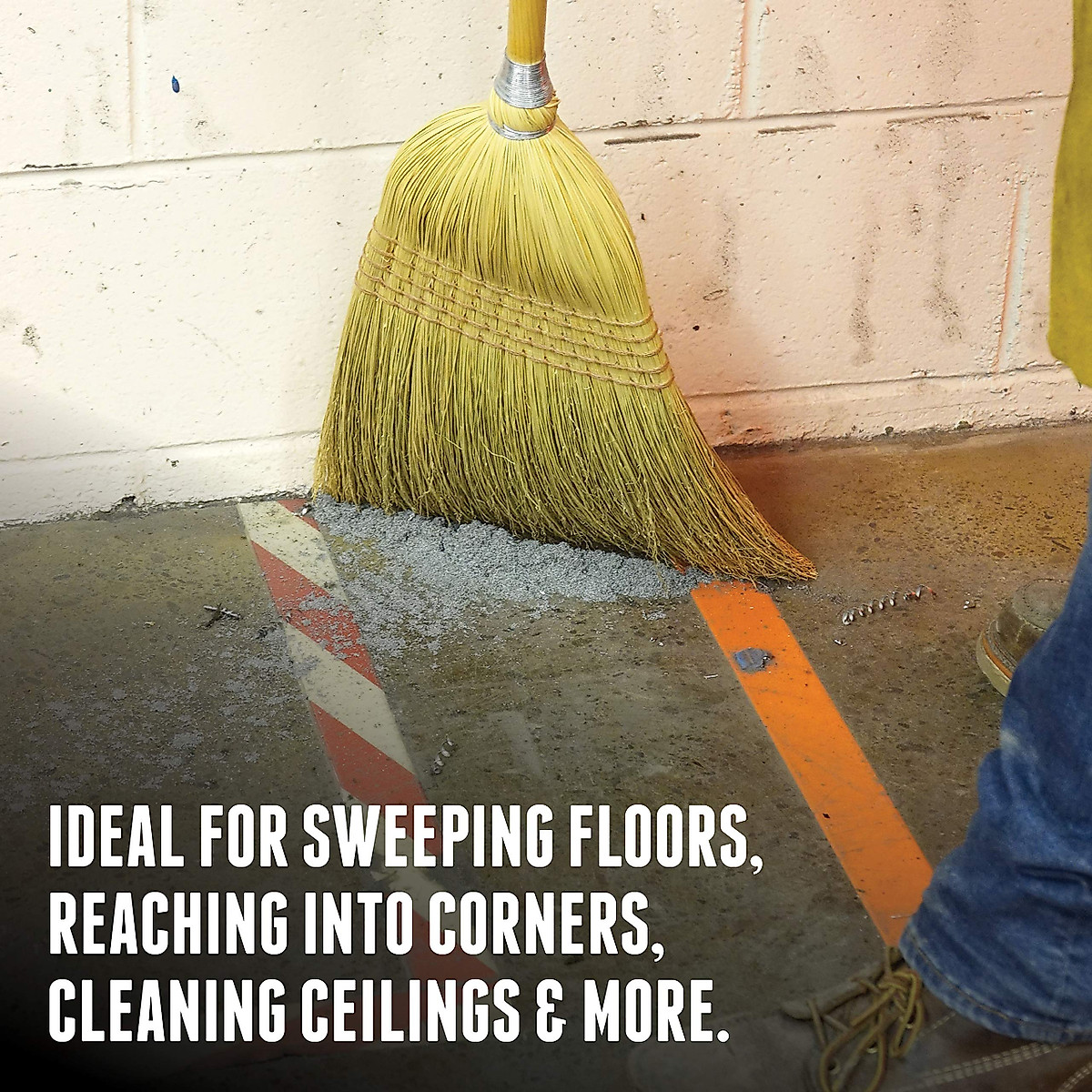 Weiler 44548 Light Industrial Upright Broom, Corn & Fiber Fill, 57" Overall Length (Pack of 12)