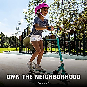 Mongoose Trace Youth/Adult Kick Scooter Folding and Non-Folding Design, Regular, Lighted, and Air Filled Wheels, Teal, 120mm Wheels