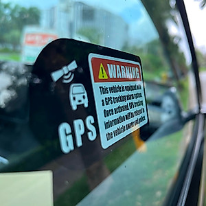GOOYOGOO Warning GPS Tracking Stickers for Car, 4x2 Inch, Alarm System GPS Tracking Device,Anti-Theft,Static Stiackers Inside of The Window No Glue Required (4)