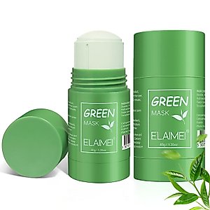 sefudun 2 Pack Green Tea Mask,Green Tea Purifying Clay Mask,Face Moisturizes,Oil Control,Deep Pore Cleansing,Blackhead Remover for All Skin Types Men Women Green Tea Solid Mask (Green 2)