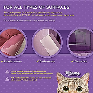 Miloona Anti Cat Scratch Furniture Protector 4 Sheets- Couch Covers for Cats- Cat Scratch Deterrent for Furniture- Couch Scratch Protector from Cats- Anti Scratch Furniture Protector