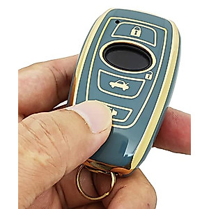 vurbemes 360 Degree Soft TPU Protector Key Fob Cover Case Compatible with Subaru Forester Outback BRZ Legacy CrossTrek Key Fob (Blue)
