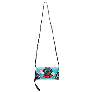 HW Collection Dog Paw Print Women Wallet Wristlet Crossbody Gifts Small Purse Clutch (Turquoise)
