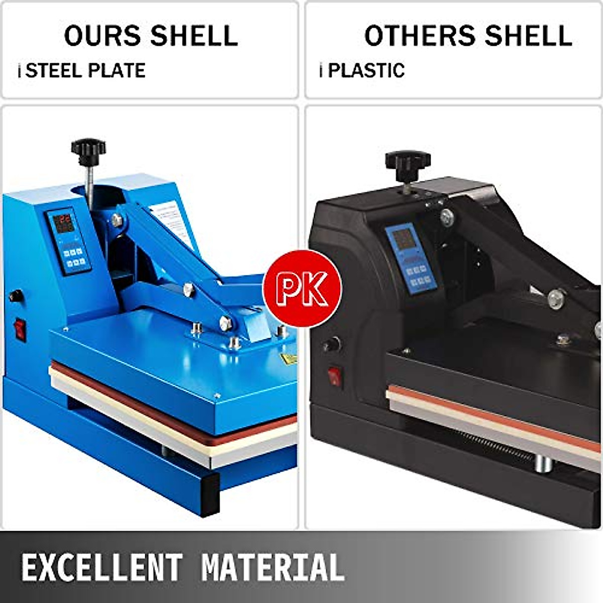 VEVOR Heat Press 15X15 Inch Heat Press Machine Industrial Quality Power T Shirt Heat Press Sublimation Machine Clamshell Heat Press Machine for T Shirts (Blue)