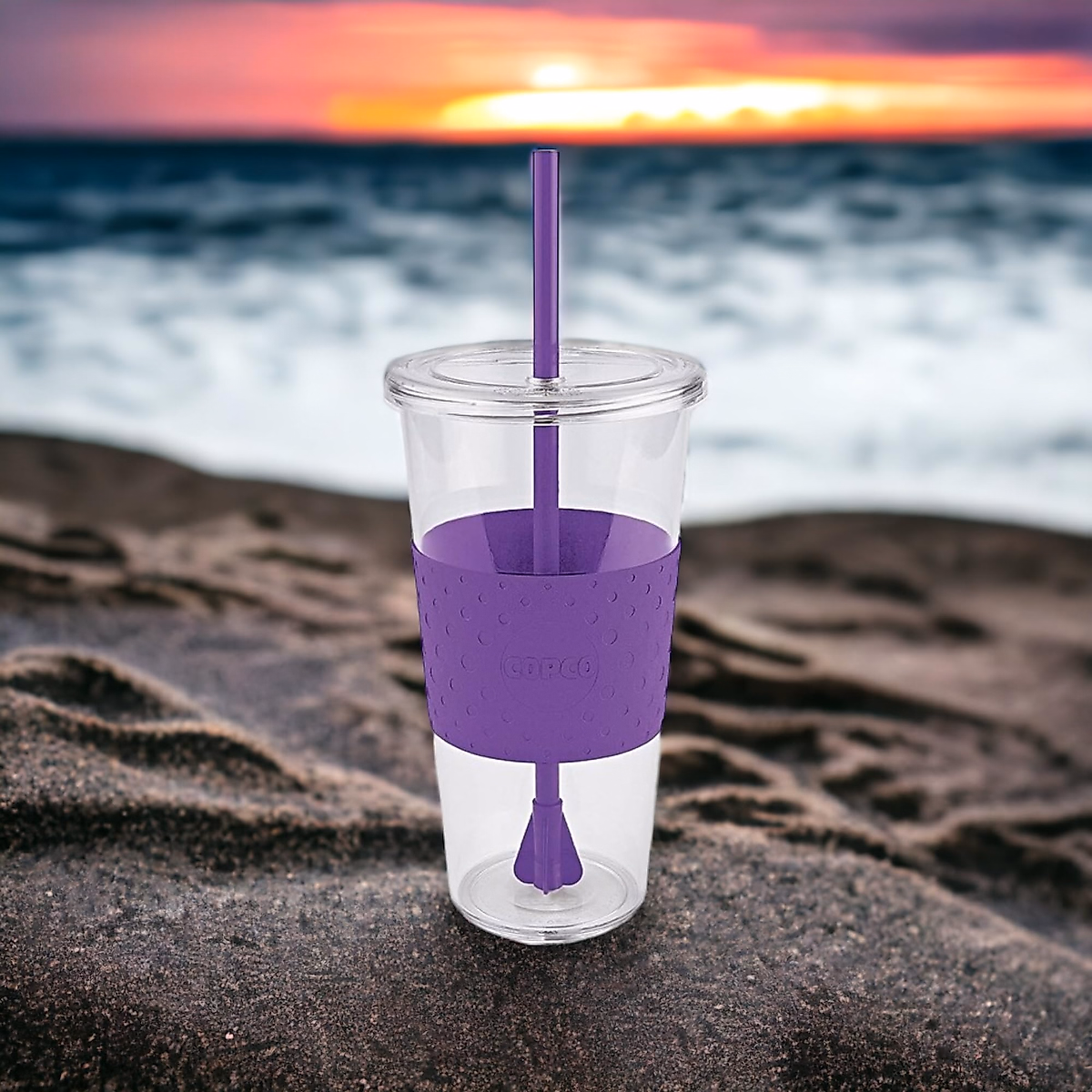 Copco Set of 2 Sierra On The Beach Purple Cold 24 Ounce Tumblers