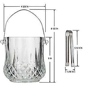 Lily's Home Glass Ice Bucket with Handle and SS Tongs, This Beautiful Piece is Ideal for Entertaining and Every Day Use