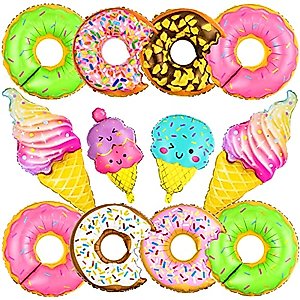 Ice Cream Balloons, 12 PCS Huge 30 Inch Candy Balloons, Ice Cream Party Decorations, Mylar Donut Balloons for Ice Cream Decorations, Donut Balloon for Donut Party Themed Party Supplies